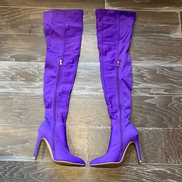 EGO | Shoes | Ego Thigh High Stretch Purple Pointy Toe Boot | Poshmark